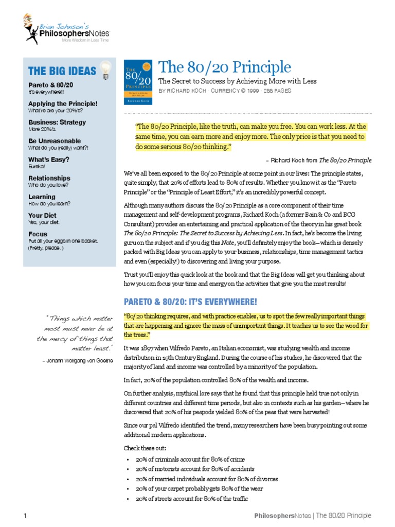 The 80 20 Principle by Richard Koch PDF | PDF