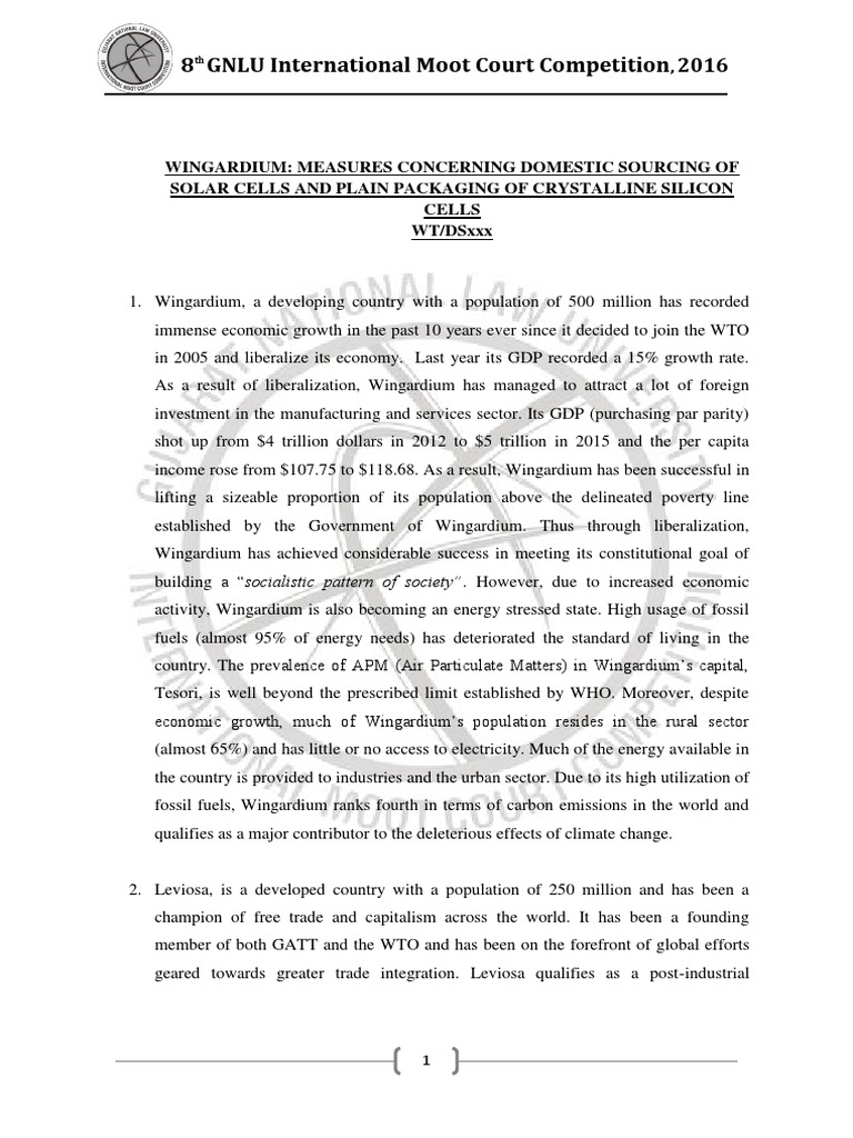 GIMC 2016-Moot Problem PDF | PDF