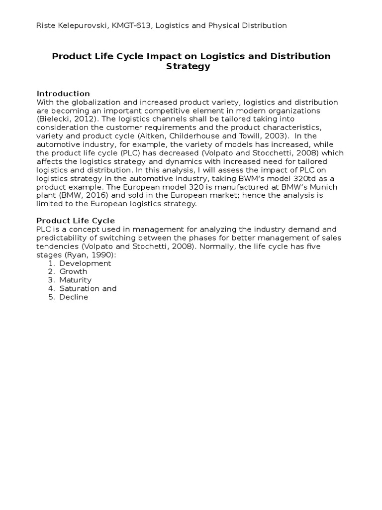 Product Life Cycle Impact On Logistics and Distribution Strategy | PDF ...