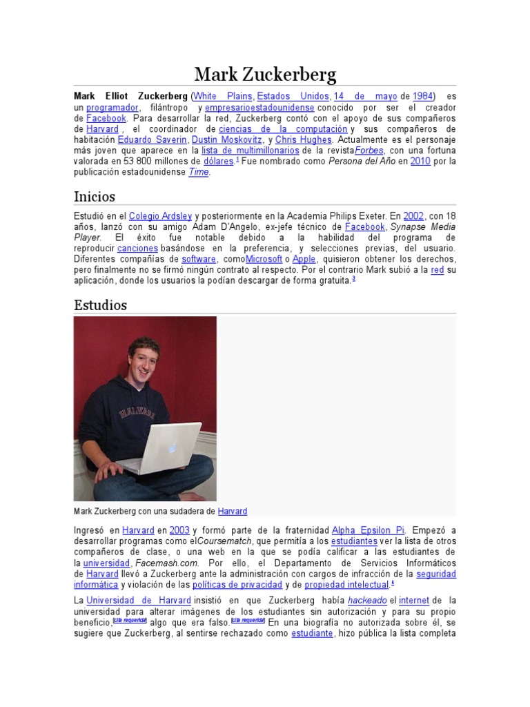 Mark Zuckerberg | PDF | Mark Zuckerberg | Internet