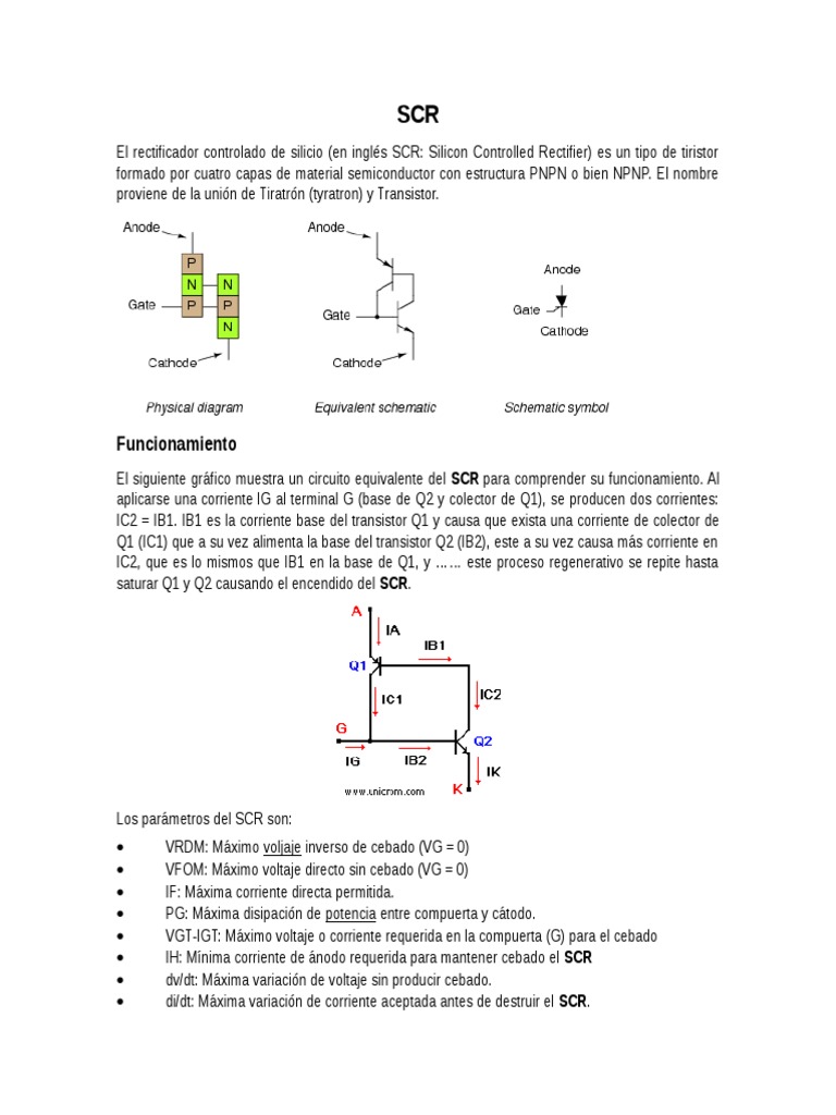 SCR y Triac | Descargar gratis PDF | Ingenieria Eléctrica | Cantidades ...