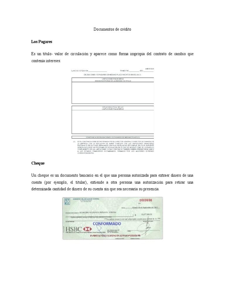 10 documentos de crédito.docx | Cheque | Factura