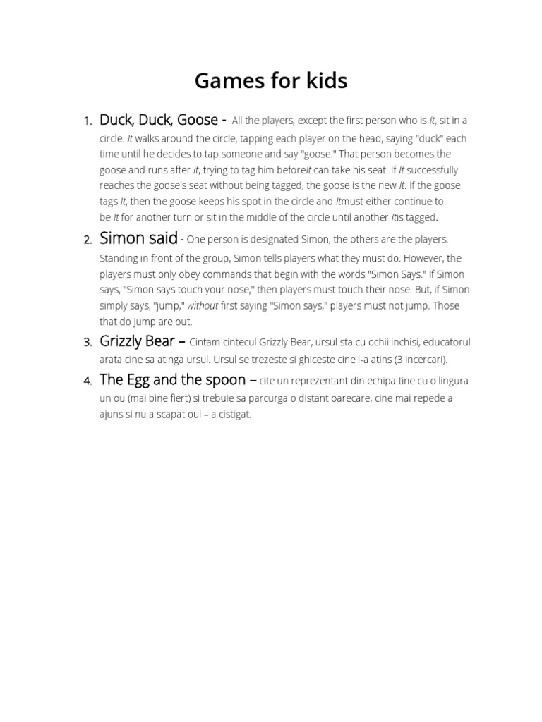 Games For Kids | PDF