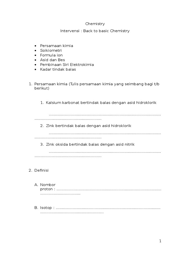 Program Intervensi Kimia Ar2 | PDF