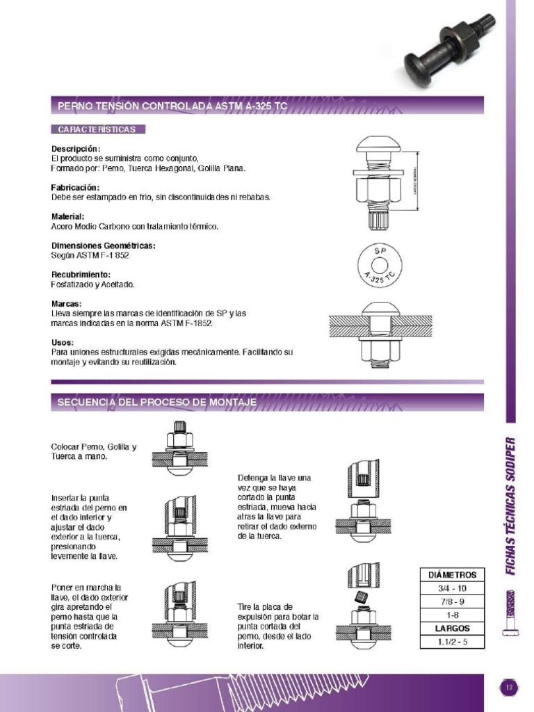 Pernos Torque Controlado-Instalación y Características PDF | PDF