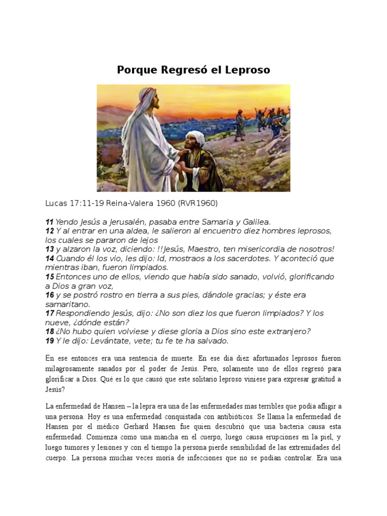 Porque Regreso El Leproso | Lepra | Jesús