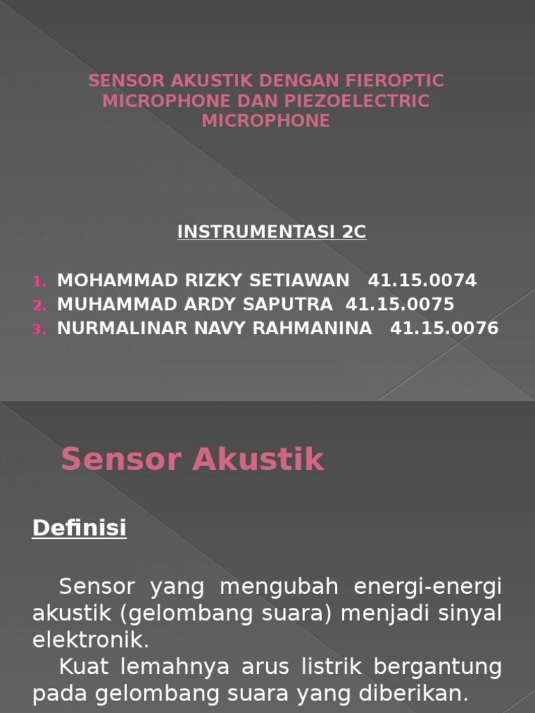 Sensor Akustik: Mikrofon Fiber dan Piezoelektrik | PDF