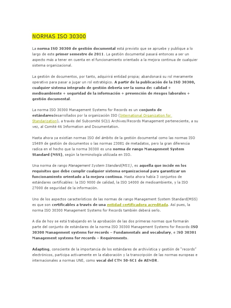 ISO 30300: Gestión Documental Estratégica | PDF | Organización ...