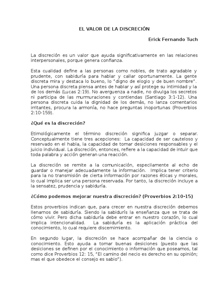 El Valor de la Discreción | PDF | Sabiduría | Ciencia cognitiva