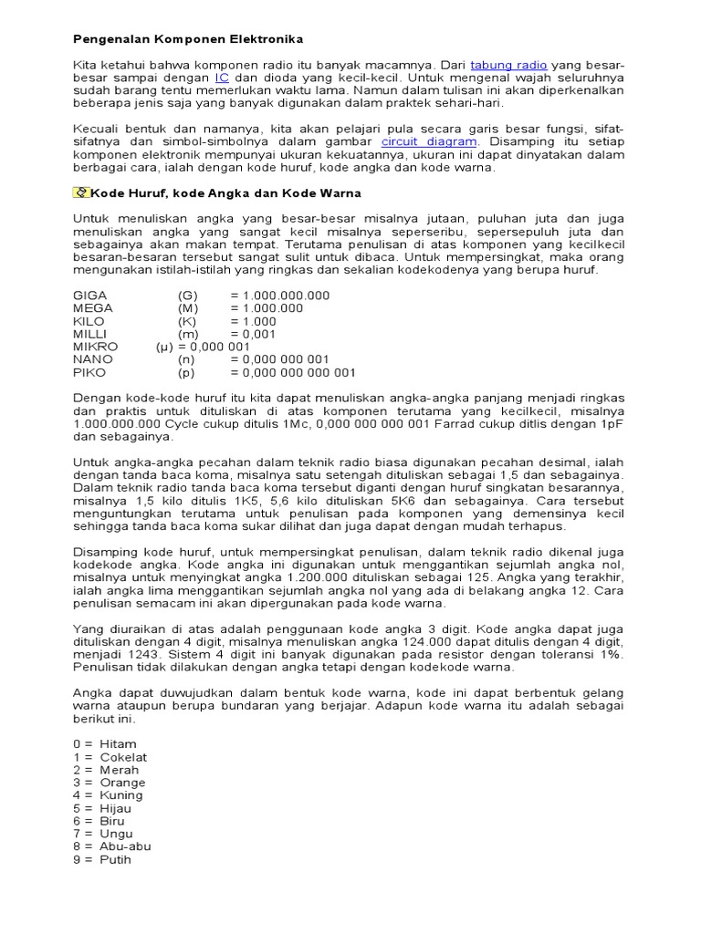 Pengenalan Simbol Komponen Elektronika 12 D | PDF