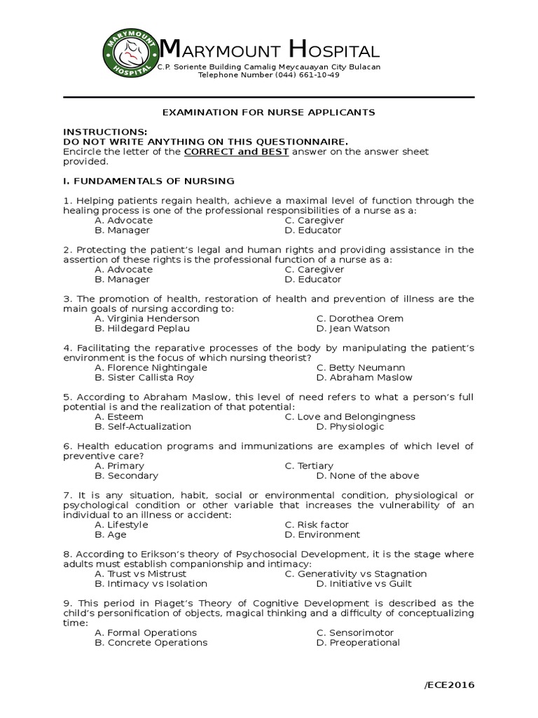 Exam for Nurses | Nursing | Infection