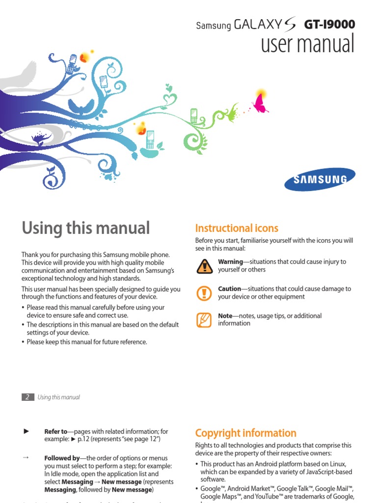 Samsung Galaxy S (GT-I9000) User Manual (Eclair Ver.) (Rev.1.2) | PDF | Touchscreen | Computer ...