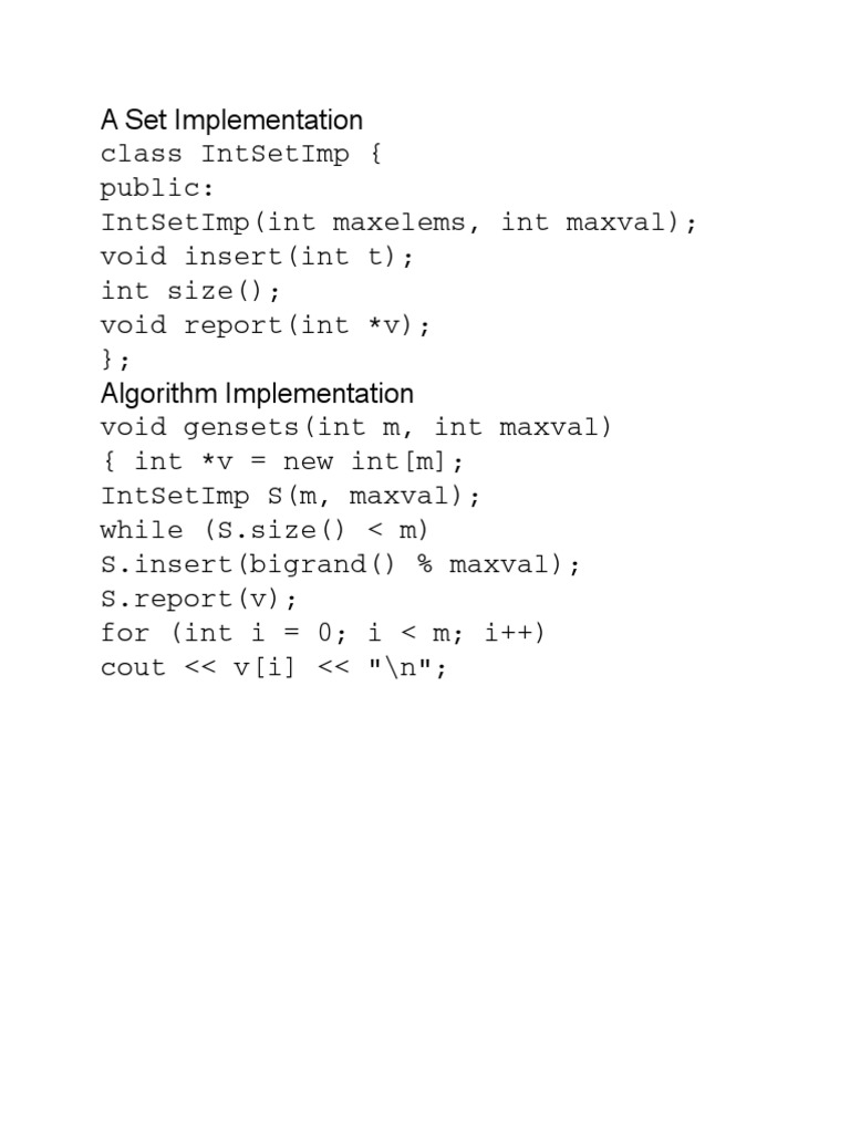 A Set Implementation | PDF
