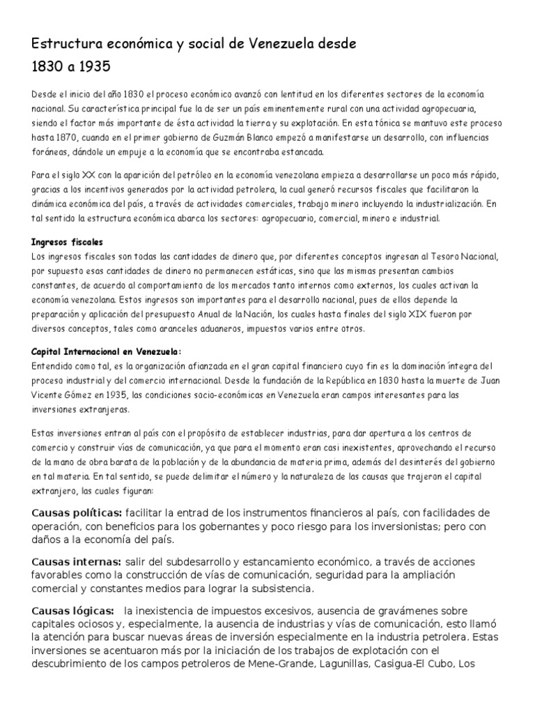 Economía y Sociedad en Venezuela (1830-1935) | PDF | Venezuela | Petróleo