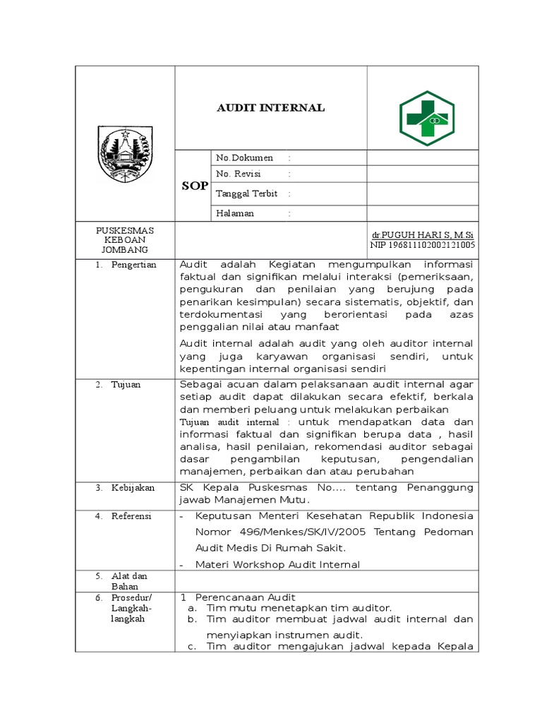 Sop Audit Internal | PDF