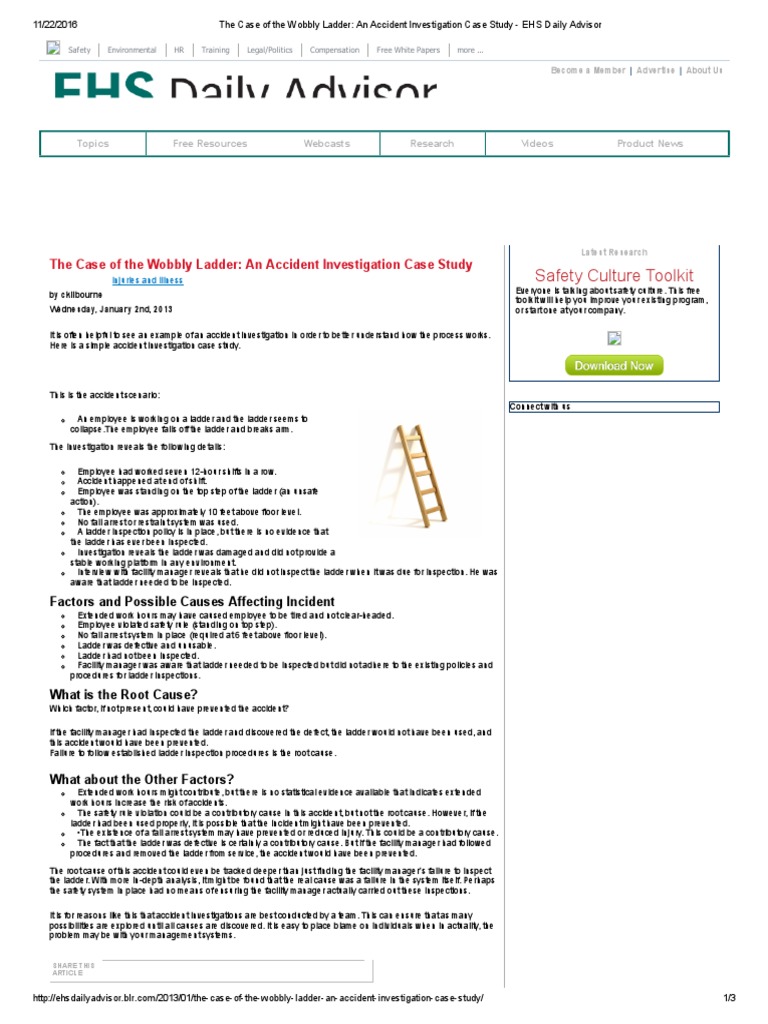 The Case of The Wobbly Ladder - An Accident Investigation Case Study ...