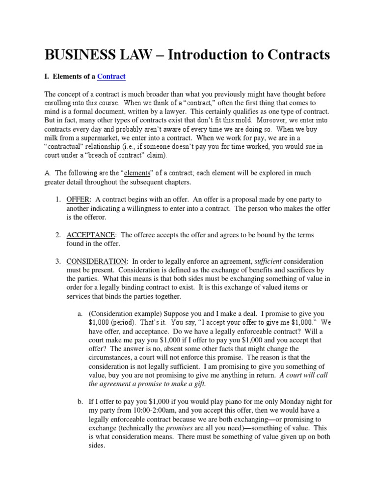 Business Law, Introduction to Contracts-2 | Consideration | Offer And ...