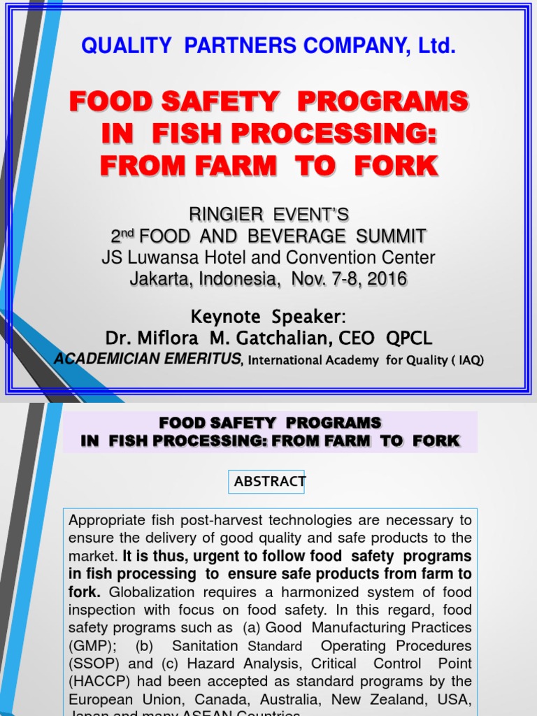 Standard Food Safety Programs in Fish Processing: From Farm to Fork ...