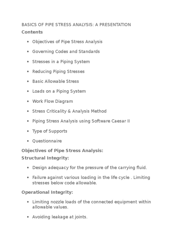 Pipe Stress Analysis Fundamentals | PDF | Pipe (Fluid Conveyance ...