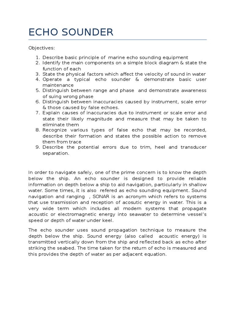 Echo Sounder | PDF | Acoustics | Salinity