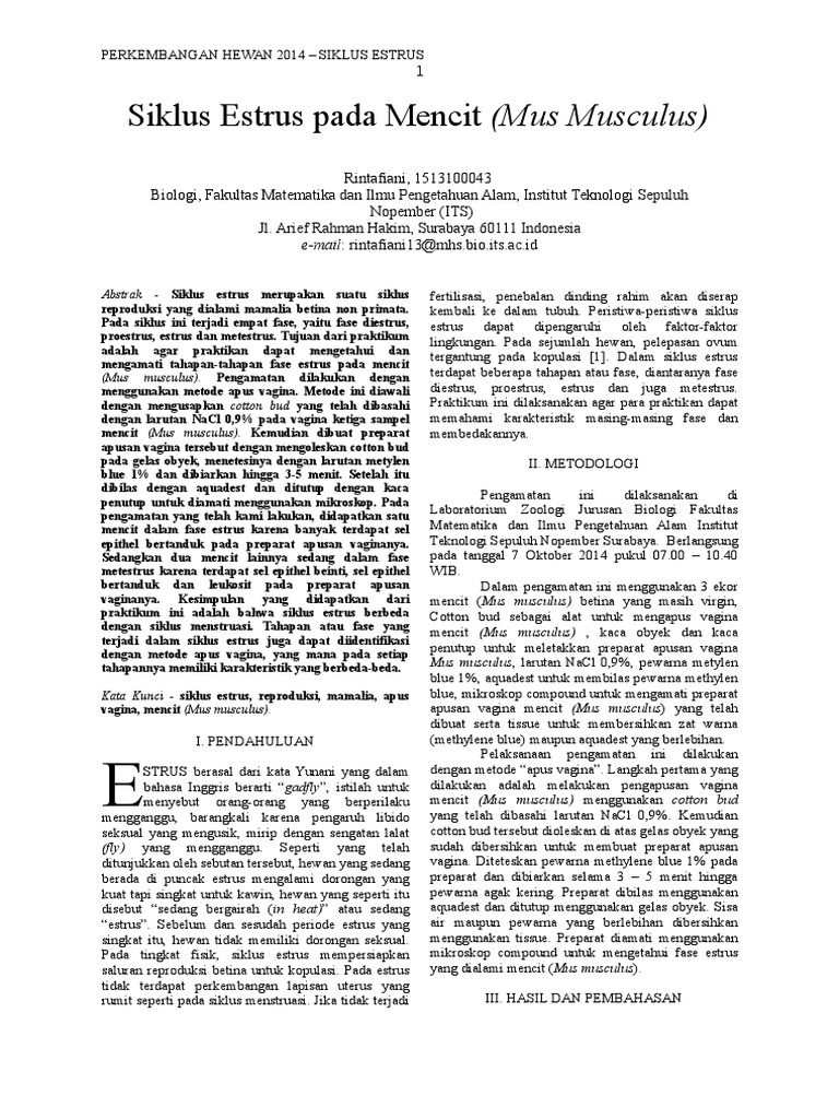Fase Estrus Mencit (Mus Musculus) | PDF | Ilmu Sosial | Sains & Matematika