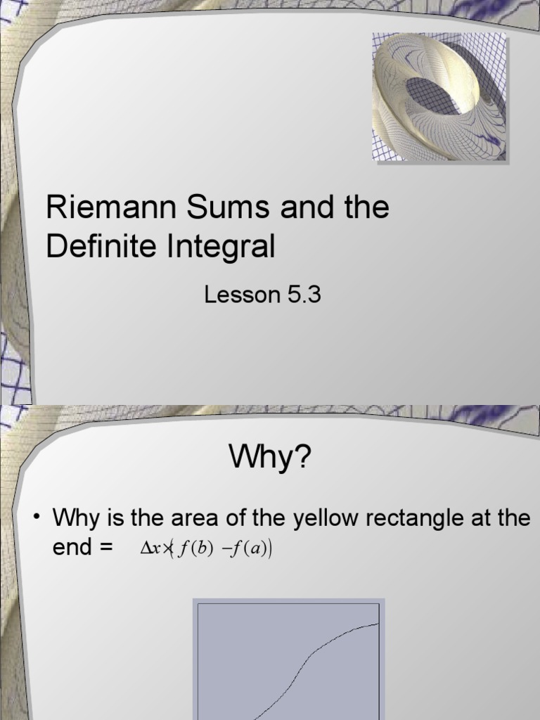 Lesson5 3RiemannSumsDefiniteIntegrals | PDF | Integral | Summation