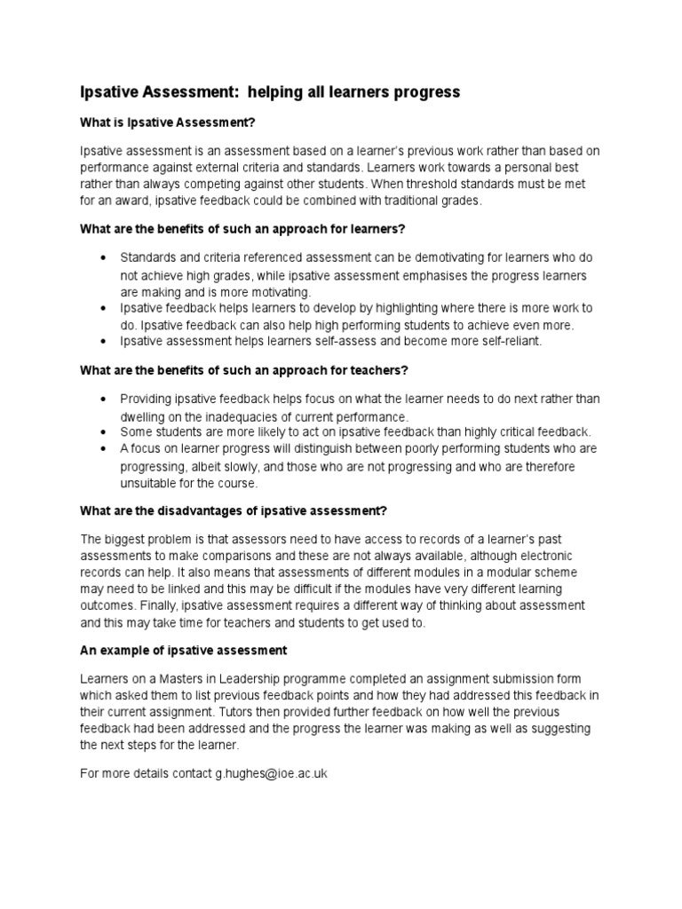 Ipsative Assessment Publicity Leaflet | PDF