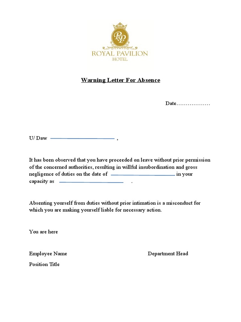 Warning Letter For Absence | PDF