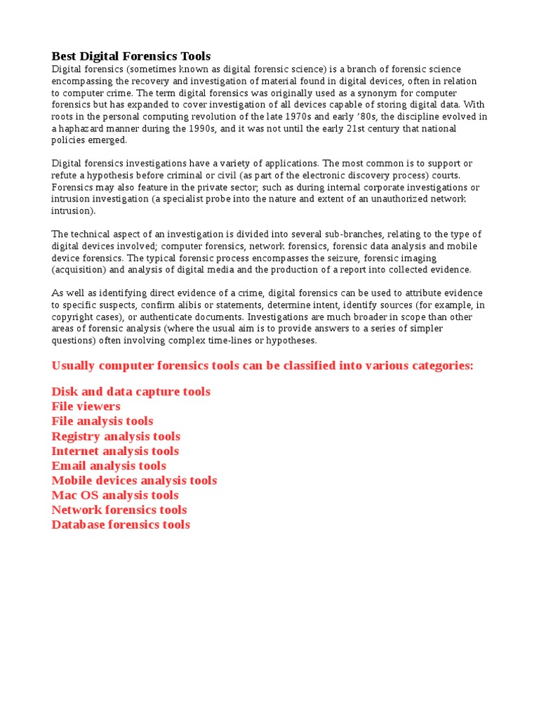 Best Digital Forensics Tools | PDF | Digital Forensics | Computer Forensics