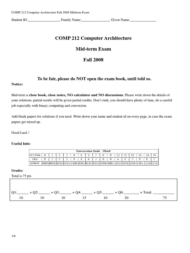 Midterm Solution | PDF | Cpu Cache | Random Access Memory