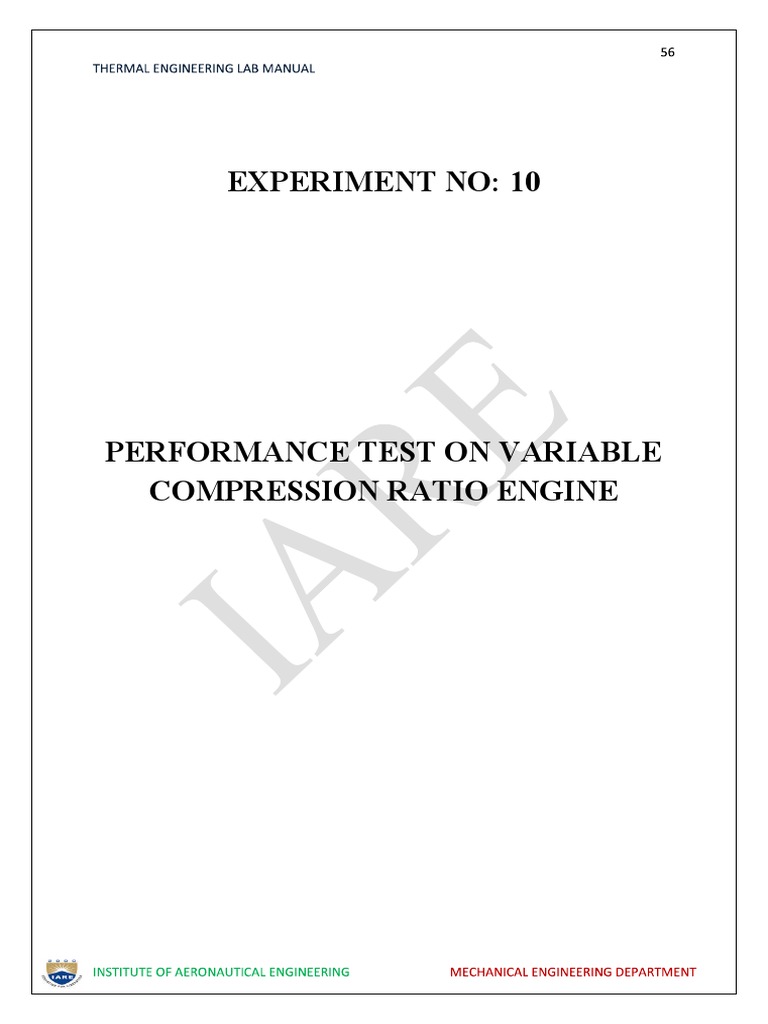 Variable Compression Ratio Experiment | PDF | Internal Combustion ...