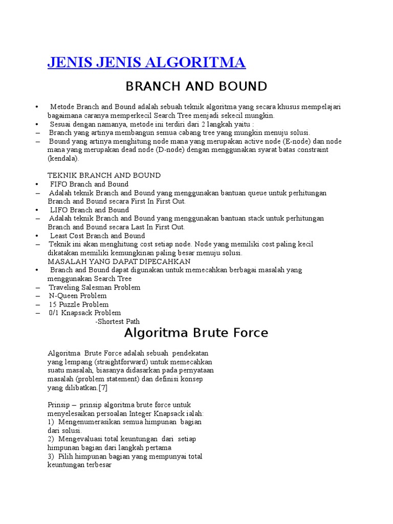 Jenis Jenis Algoritma | PDF