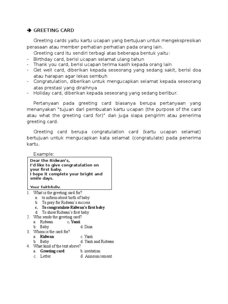 Teaching Material - GREETING CARD | PDF