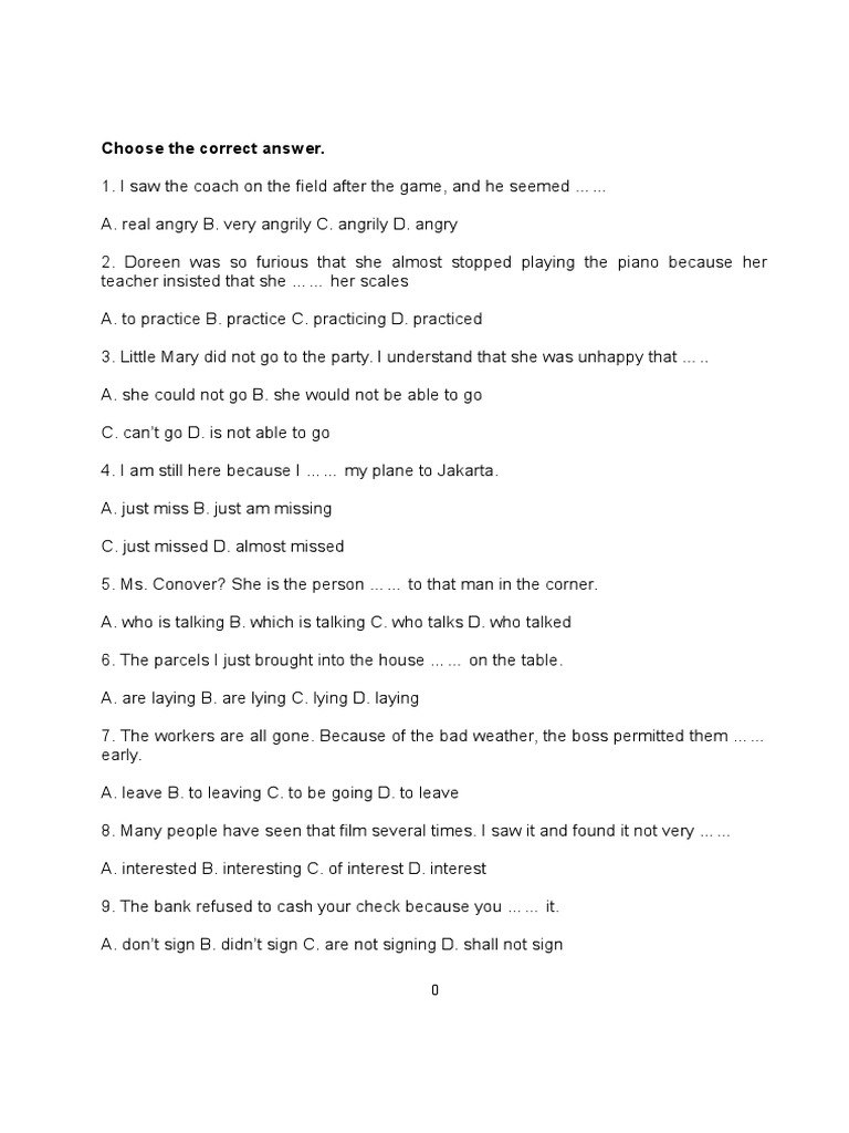 Choose The Correct Answer | PDF