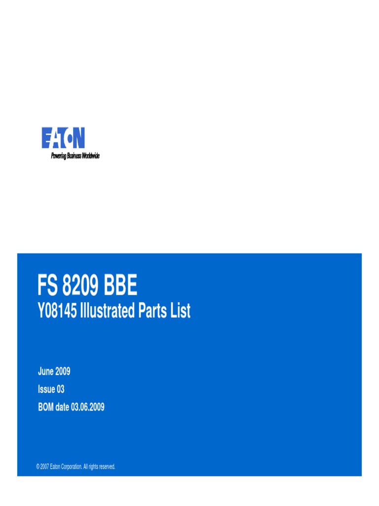 Eaton FS 8209 BBE Parts Manual | PDF | Screw | Transmission (Mechanics)