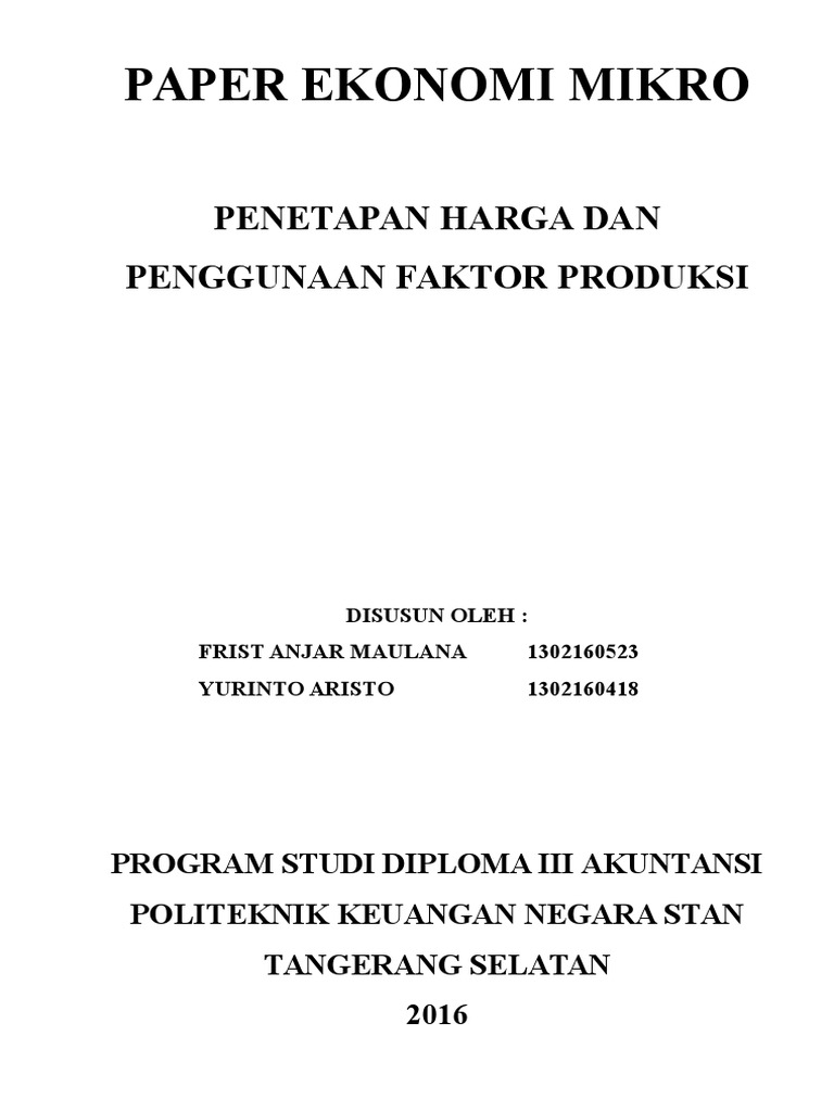 Paper Ekonomi Mikro | PDF