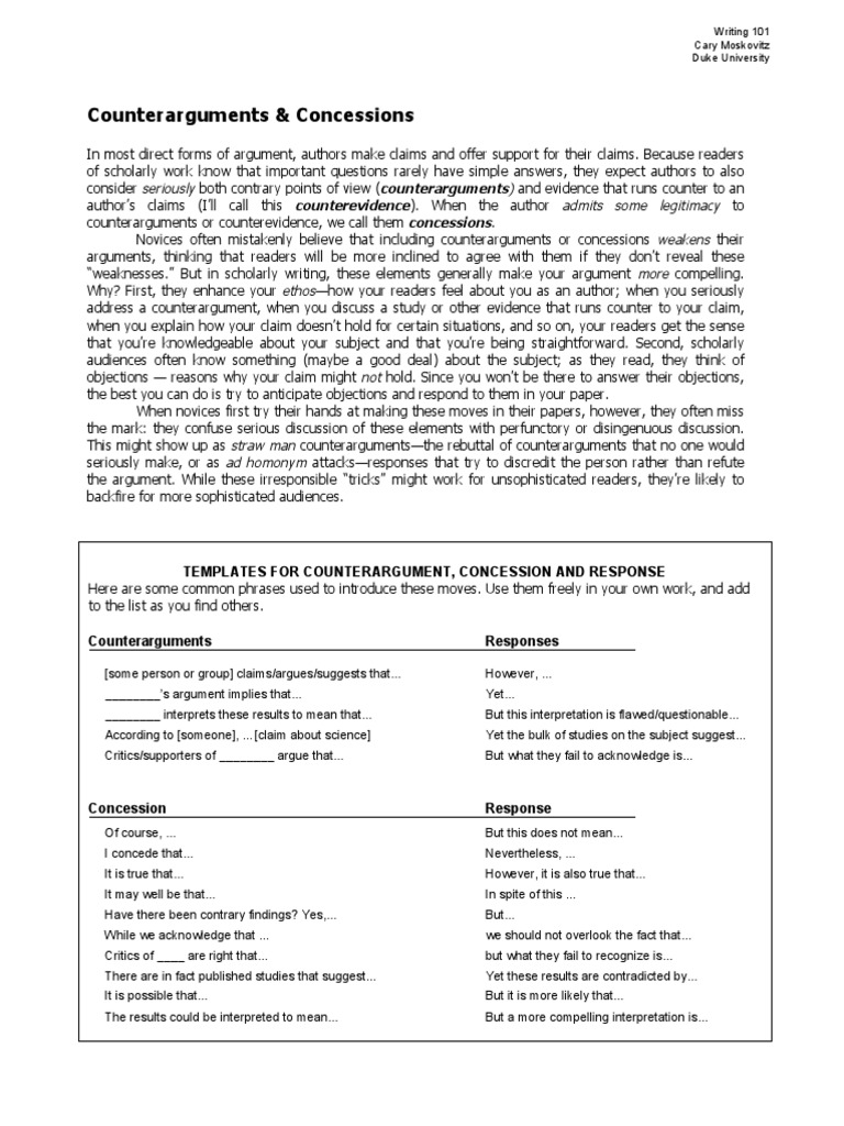 Counterarguments & Concessions | PDF | Argument | Diet (Nutrition)