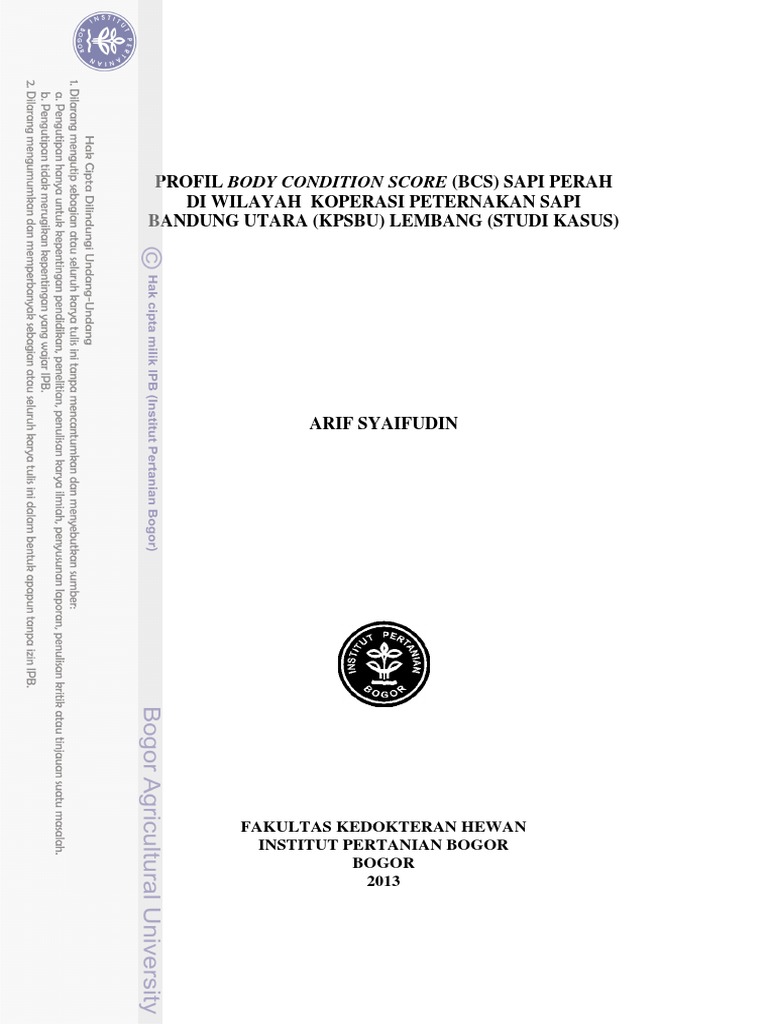 PROFIL BCS SAPI PERAH DI KPSBU LEMBANG | PDF