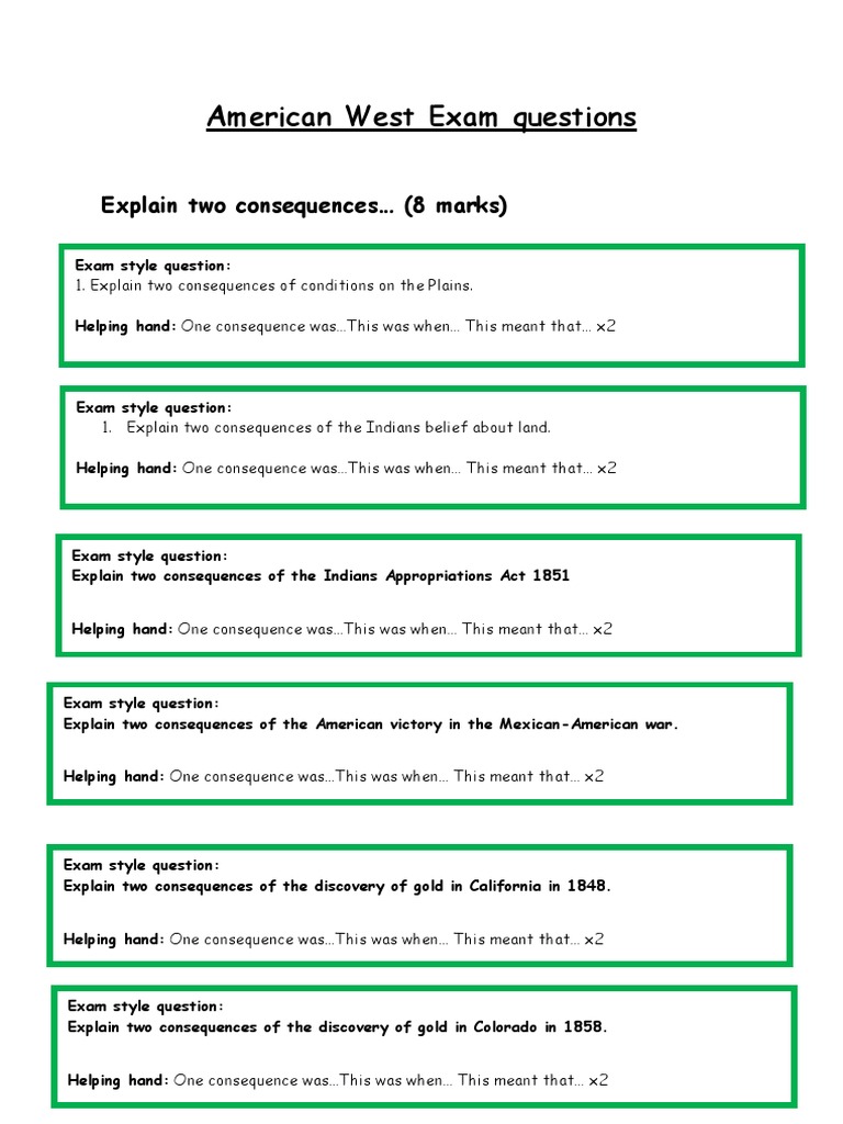 American West Exam Questions | Download Free PDF | Western United ...