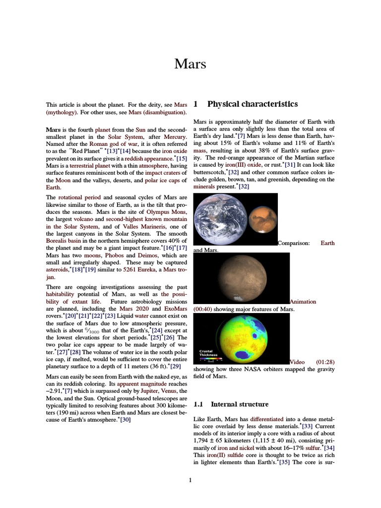 Mars | PDF | Mars | Planetary Core