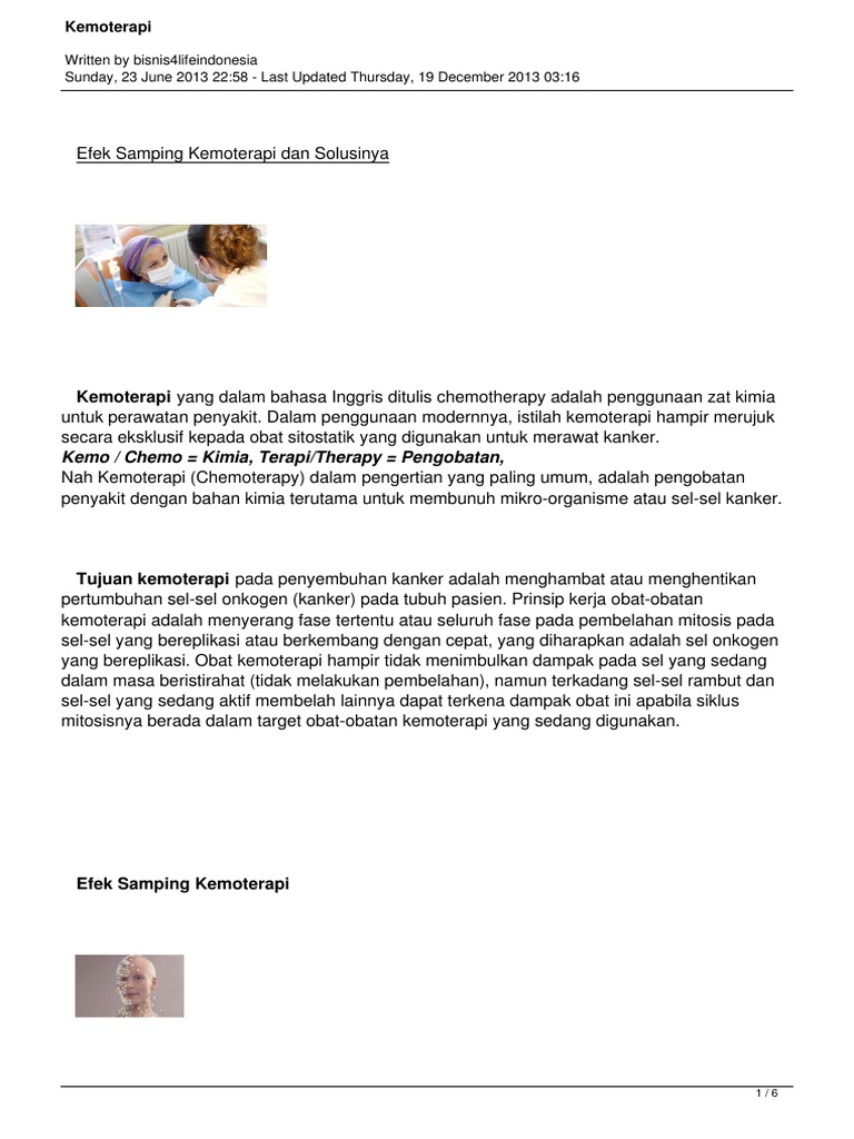 Efek Samping Kemoterapi Dan Solusinya Pdf Kesehatan Holistik