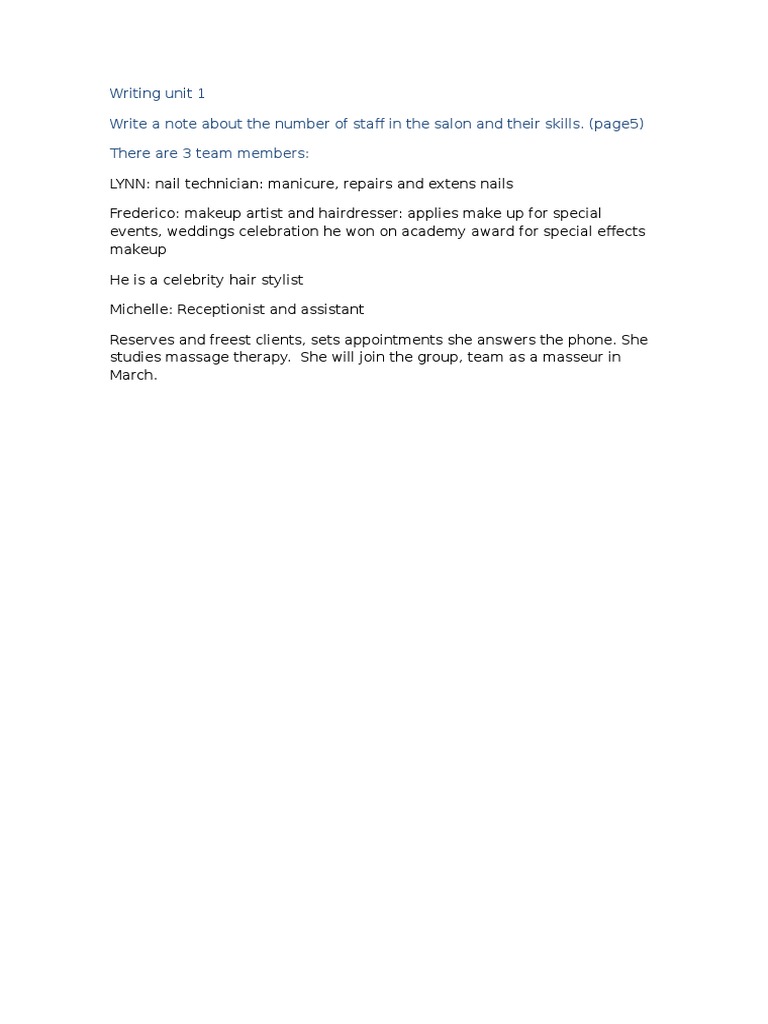 Writing Unit 1 | PDF