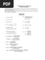 List of SPM Modern Mathematics Formulas | PDF | Area | Pi