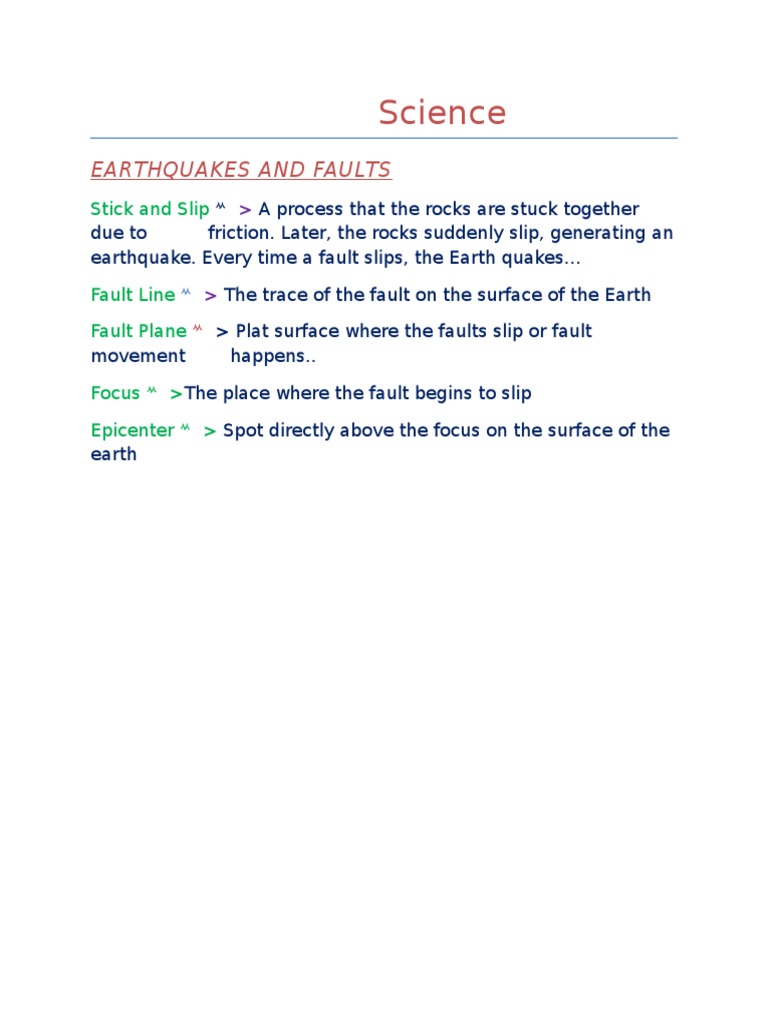 Science: Earthquakes and Faults | PDF | Science & Mathematics | Young Adult
