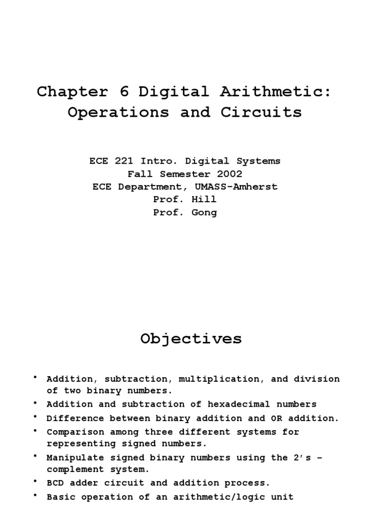 Chapter 6 Digital Arithmetic: Operations and Circuits | PDF | Subtraction | Binary Coded Decimal