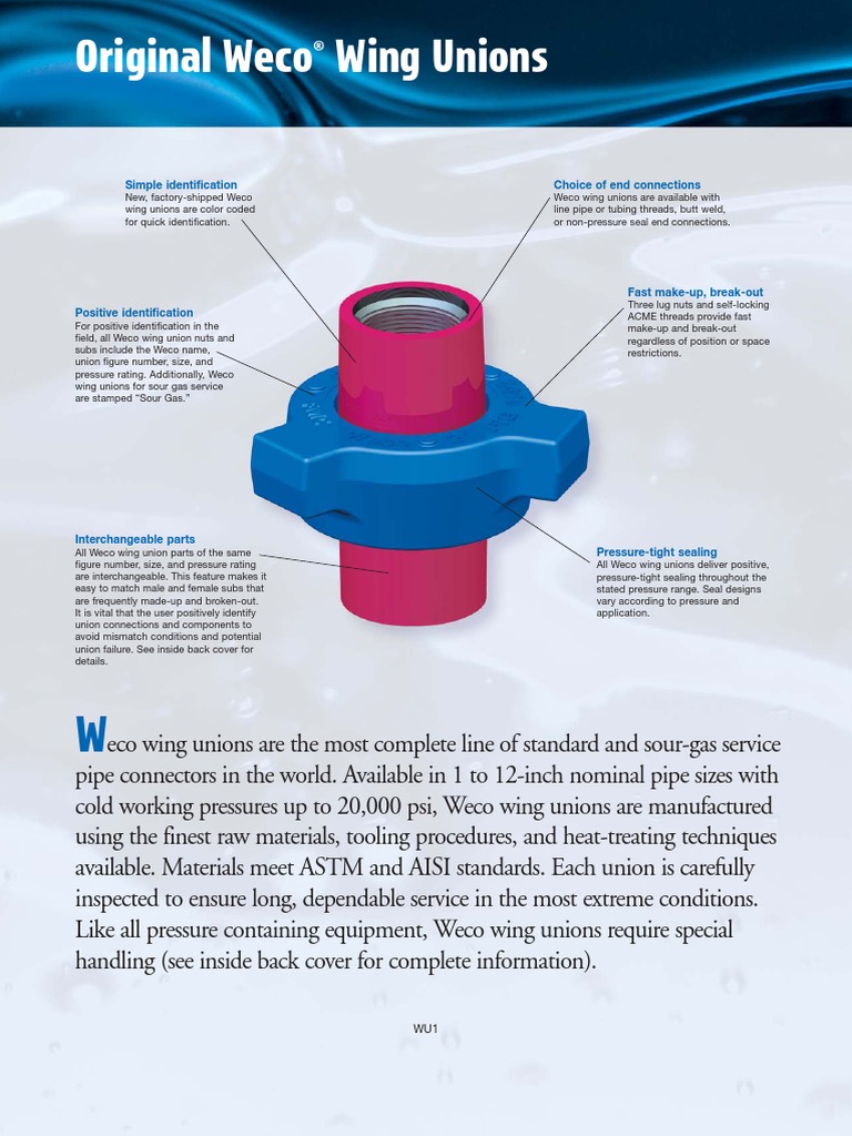 Weco Wing Unions Catalog | PDF | Pipe (Fluid Conveyance) | Mechanical ...