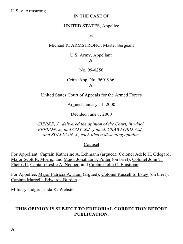 United States v. Armstrong, C.A.A.F. (2000) | PDF | United States Court ...