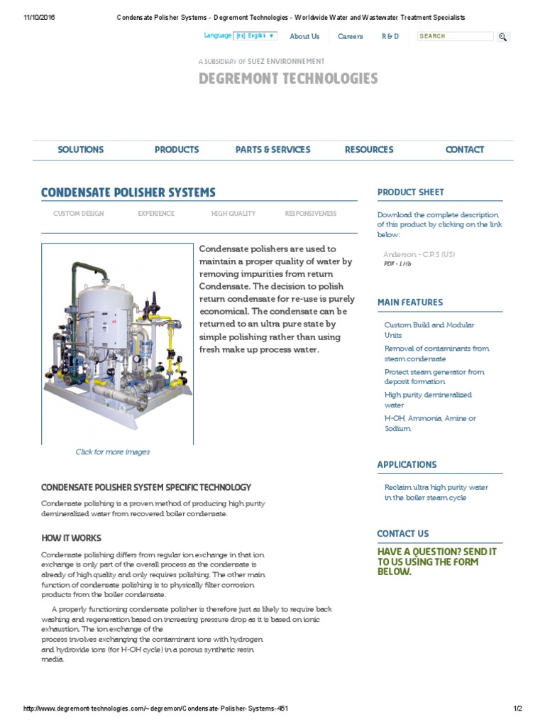 01condensate Polisher Systems - Degremont Technologies - Worldwide ...