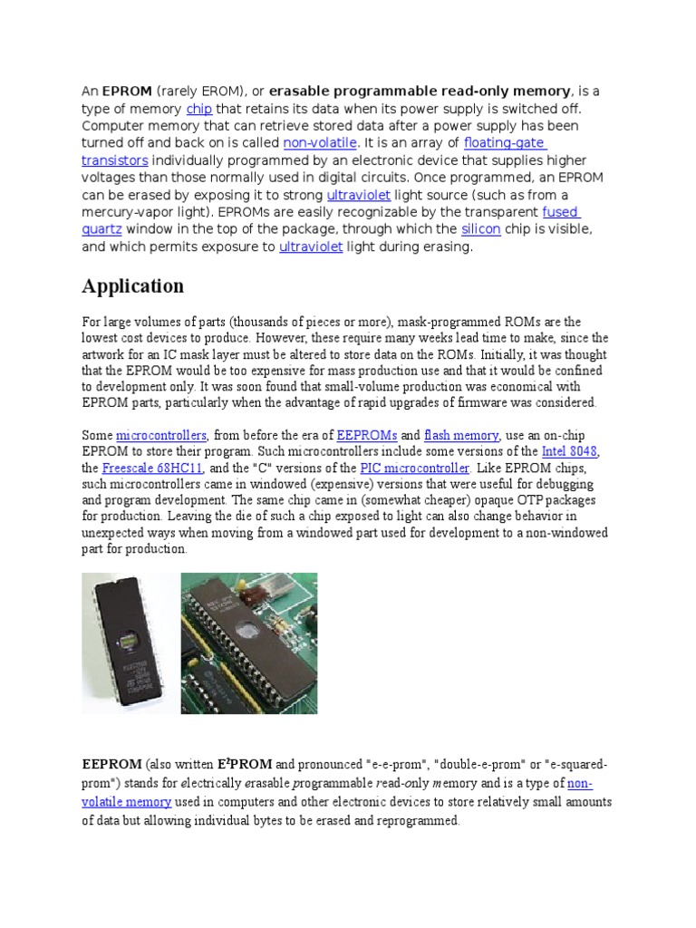 Application: Chip Non-Volatile Floating-Gate Transistors Ultraviolet ...