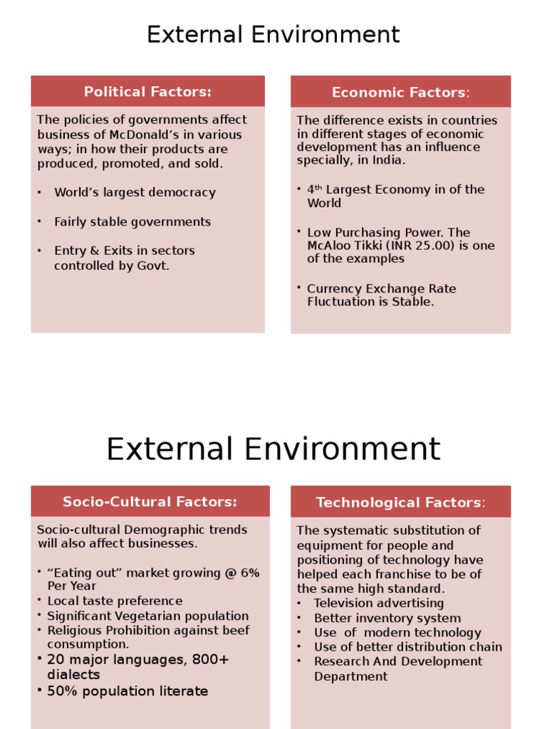 External Environment: Political Factors: Economic Factors | PDF | Mc ...